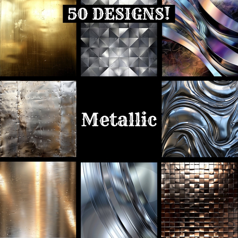 Metallic Digital Paper: High-resolution Scrapbook Backgrounds (PNG ...