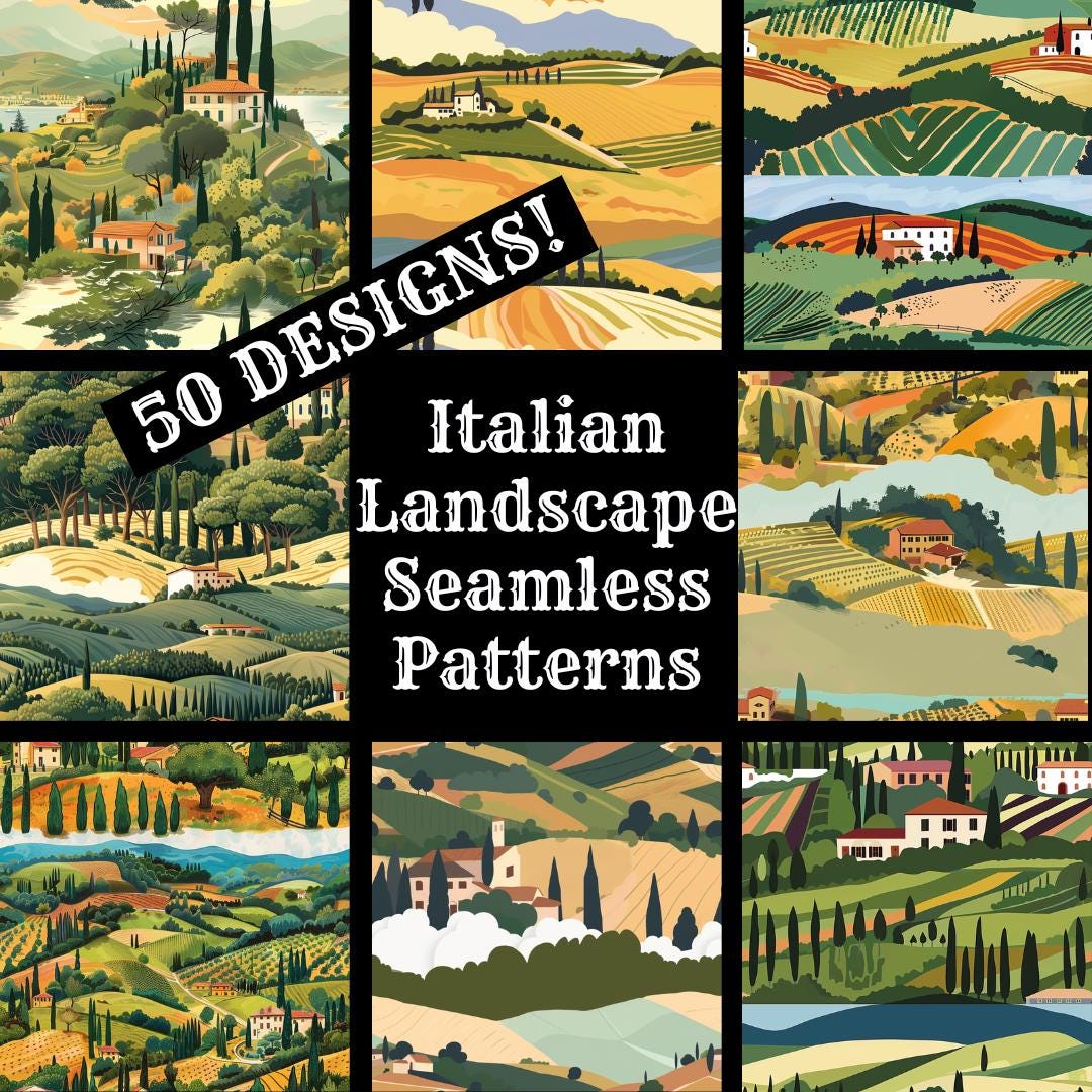 Italian Landscape Seamless Digital Paper, Italian Landscape Printable ...