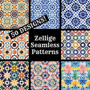 Zellige Seamless Digital Paper, Zellige Printable Scrapbook Paper ...