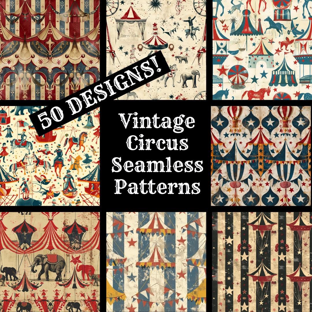 Vintage Circus Seamless Paper: 50 PNG Textures (digital Download) - Etsy