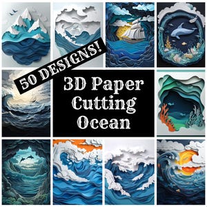 3D Ocean Paper Cutting Art: Vintage Journal Inserts (digital Download ...