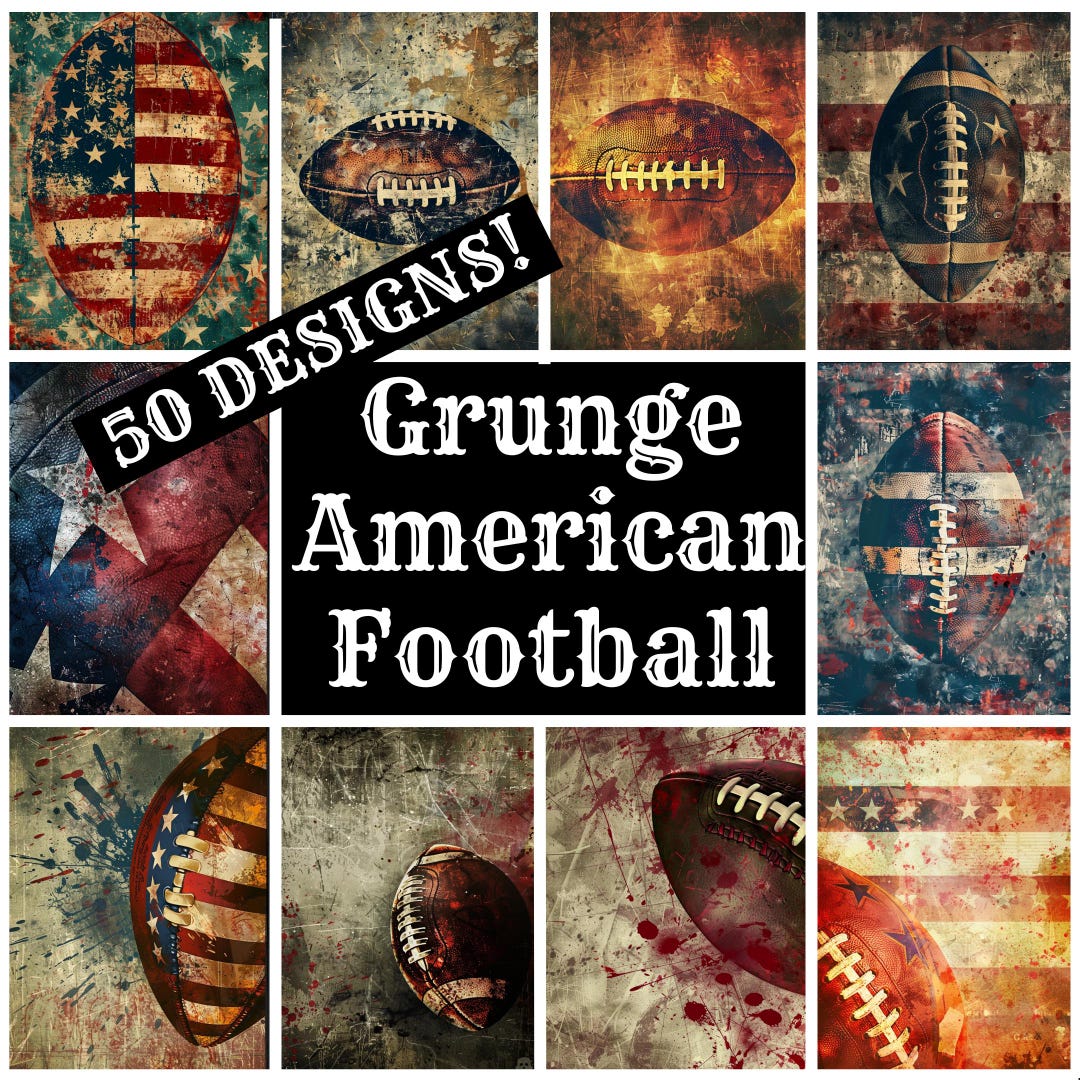 Grunge American Football Digital Paper: Vintage Journal Inserts (PNG, 8 ...