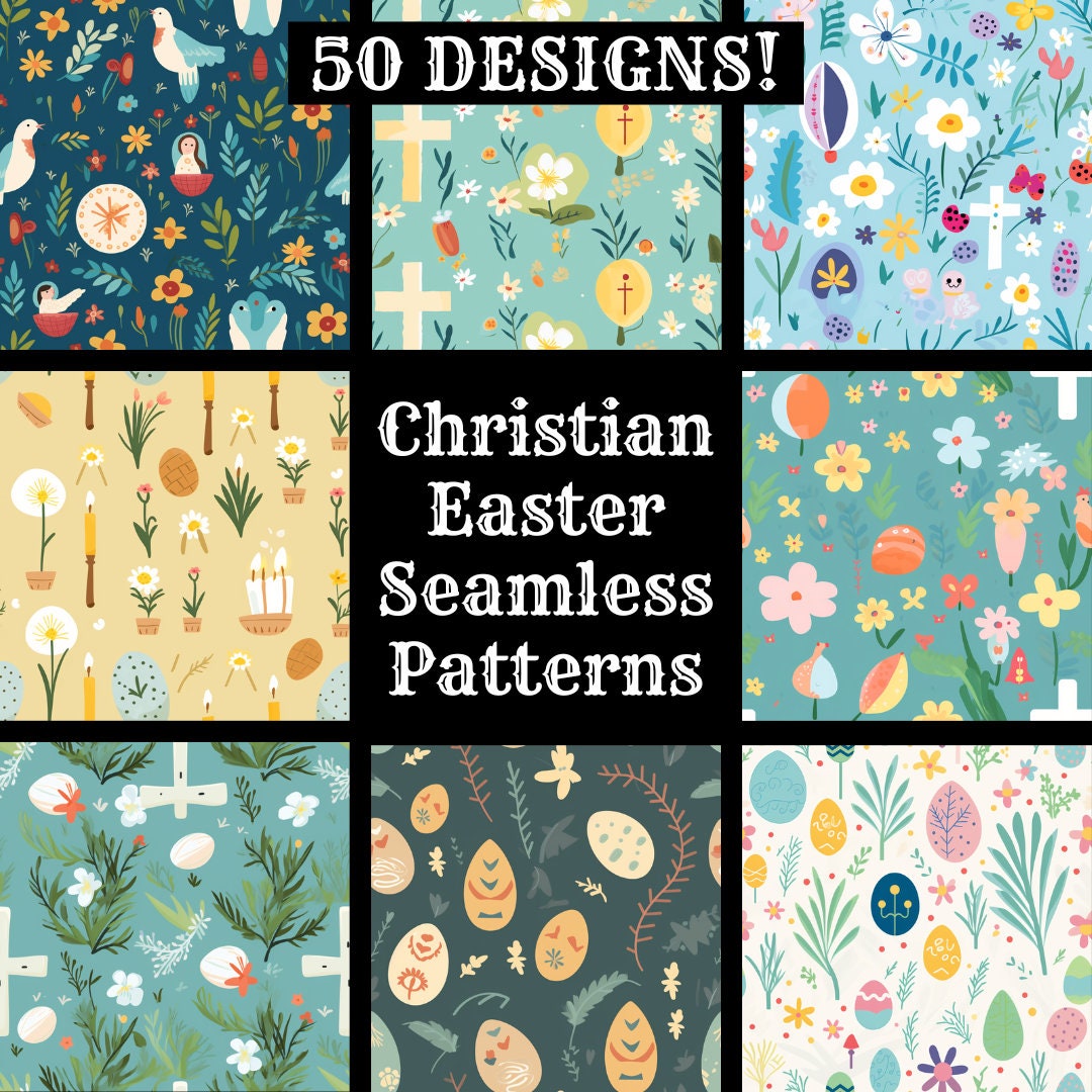 Christian Easter Seamless Digital Paper, Printable Scrapbook Paper Seamless Textures, Digital ...