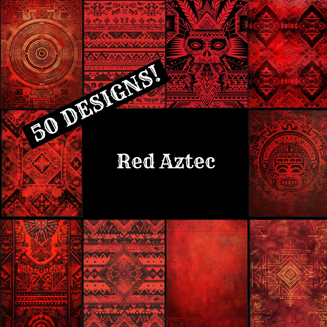 Red Aztec Digital Paper: 50 PNG Scrapbook Pages (digital Download) - Etsy