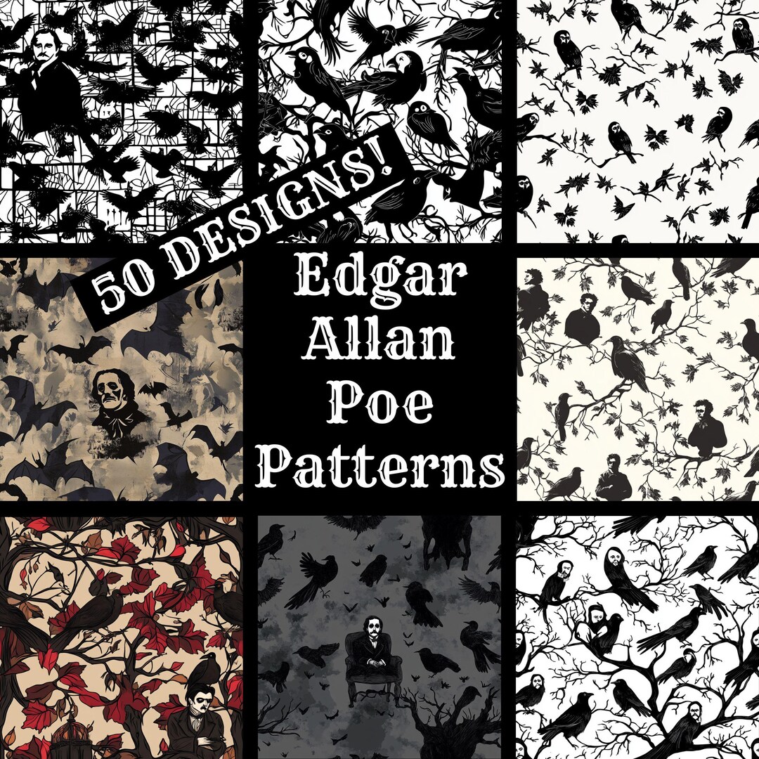 Edgar Allan Poe Seamless Digital Paper, Edgar Allan Poe Printable ...