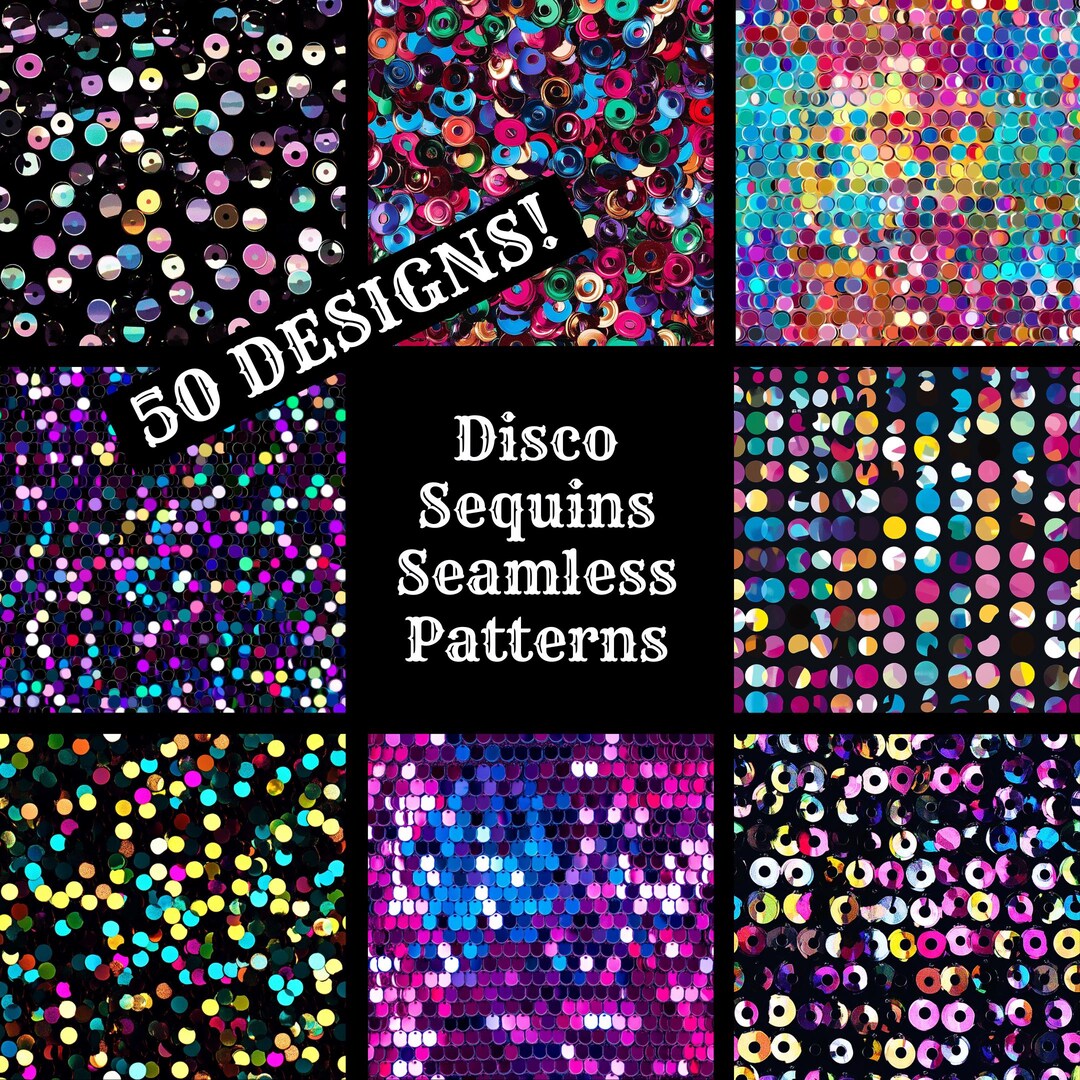 Disco Sequins Seamless Patterns: 50 PNG Digital Papers (digital ...