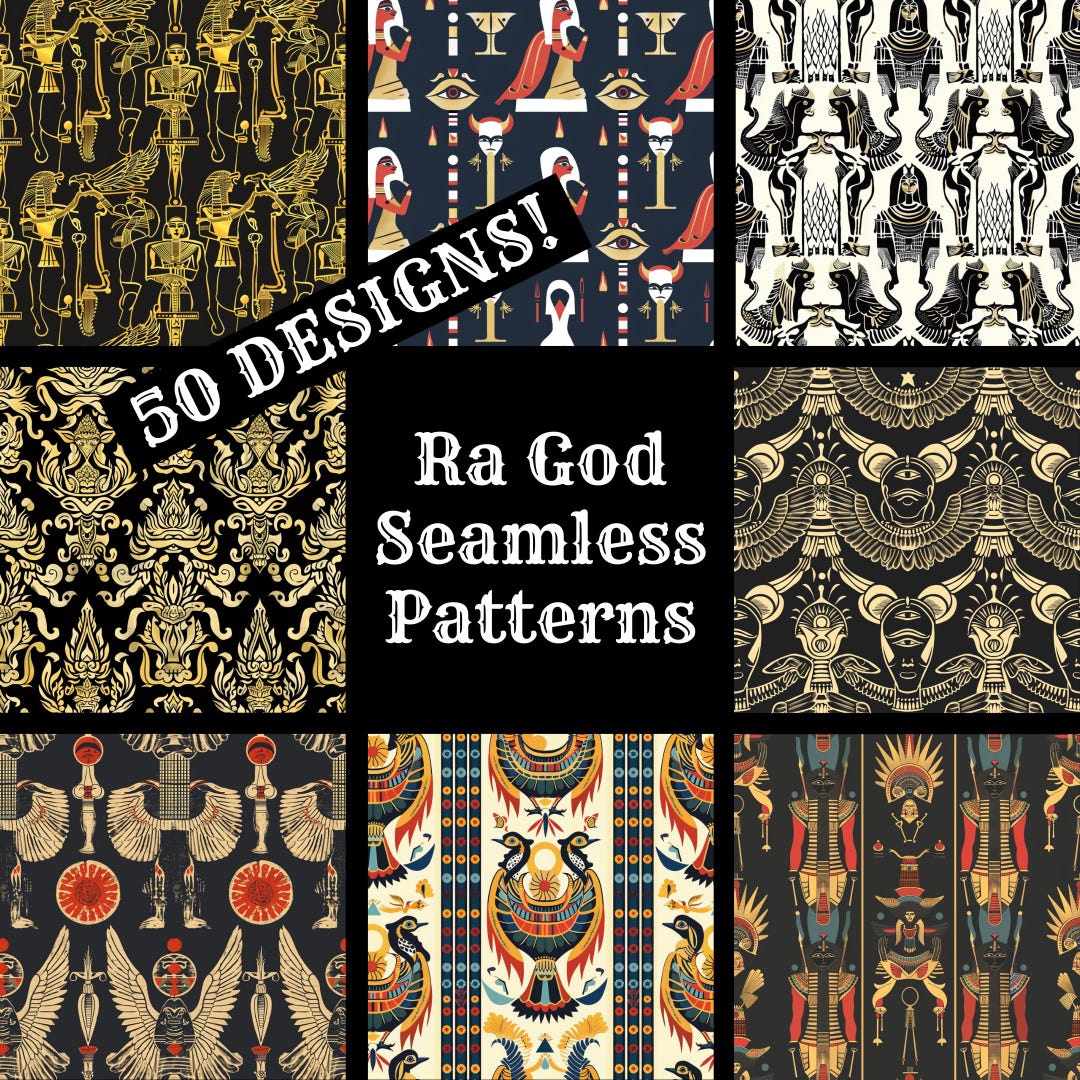 Ra God Seamless Digital Paper, Ra God Printable Scrapbook Paper ...