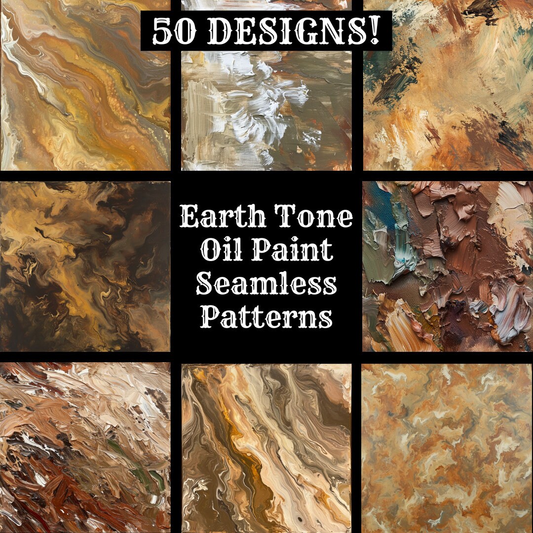 Earth Tone Oil Paint Seamless Digital Paper, Printable Scrapbook Paper ...