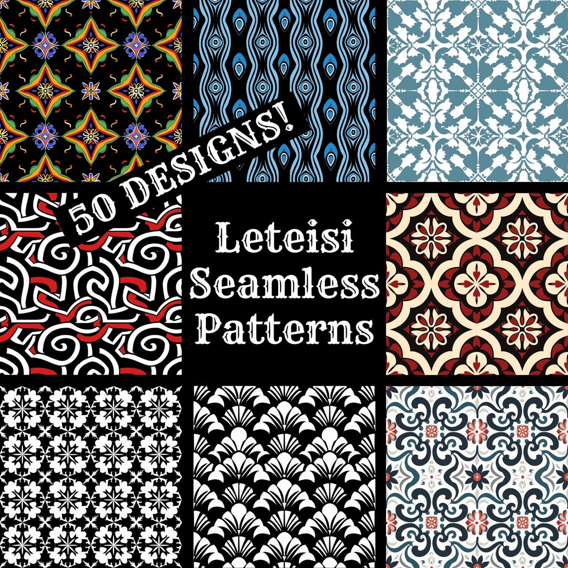 50 Leteisi Seamless Patterns: Printable Scrapbook Paper (digital ...