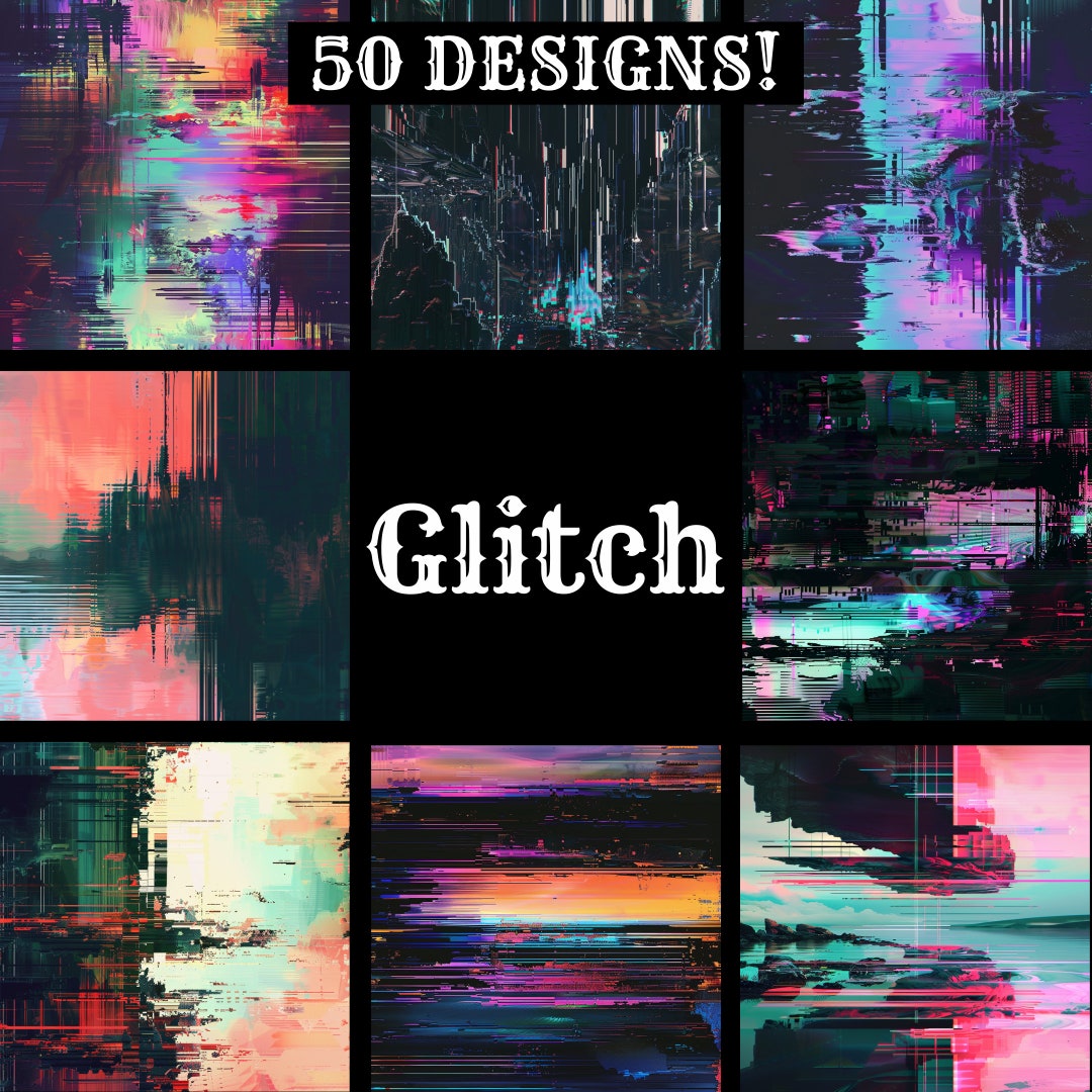 Glitch Digital Paper: High-resolution Scrapbook & Journal (PNG, 12x12 ...