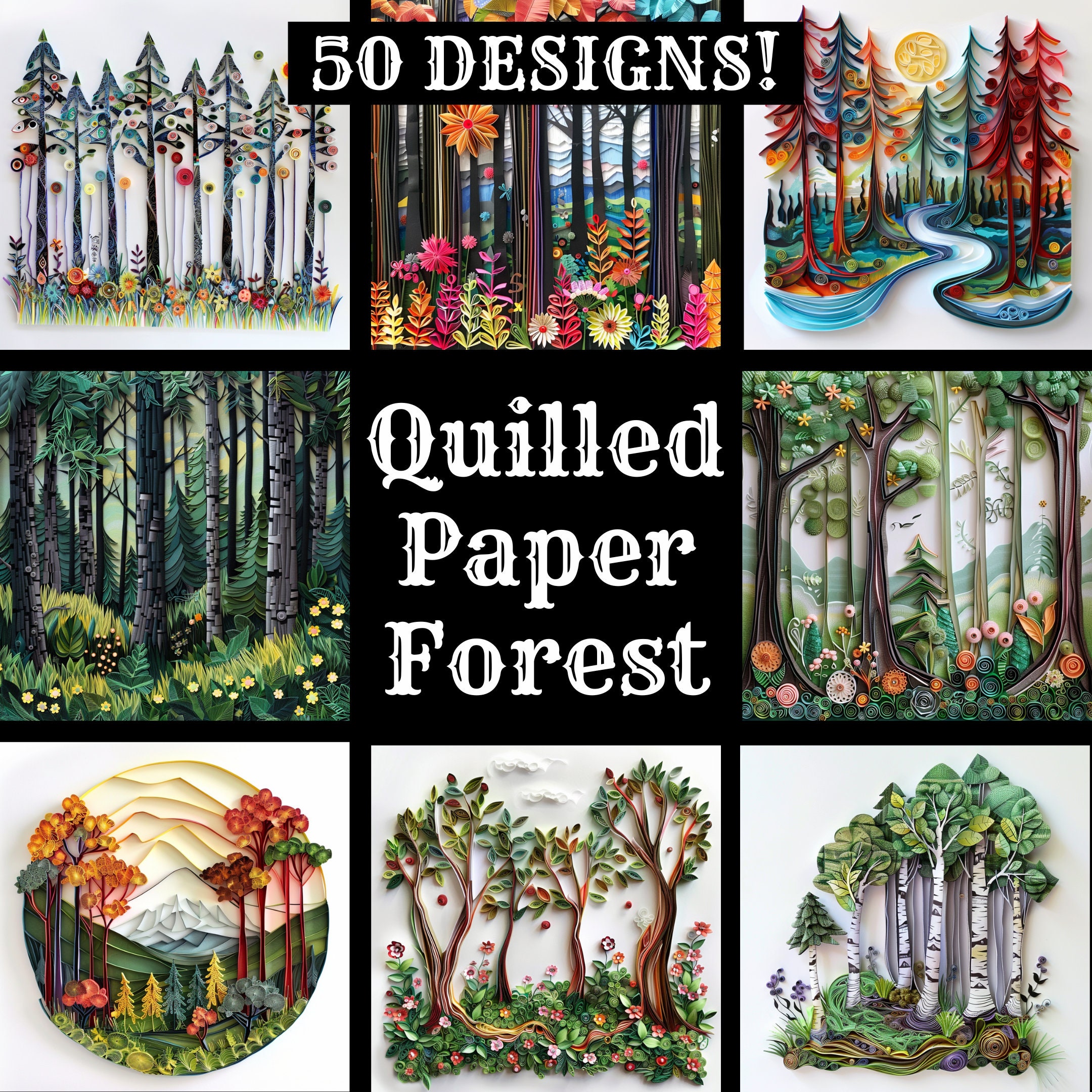 Quilled Paper Forest: High-resolution Digital Paper (PNG) - Etsy