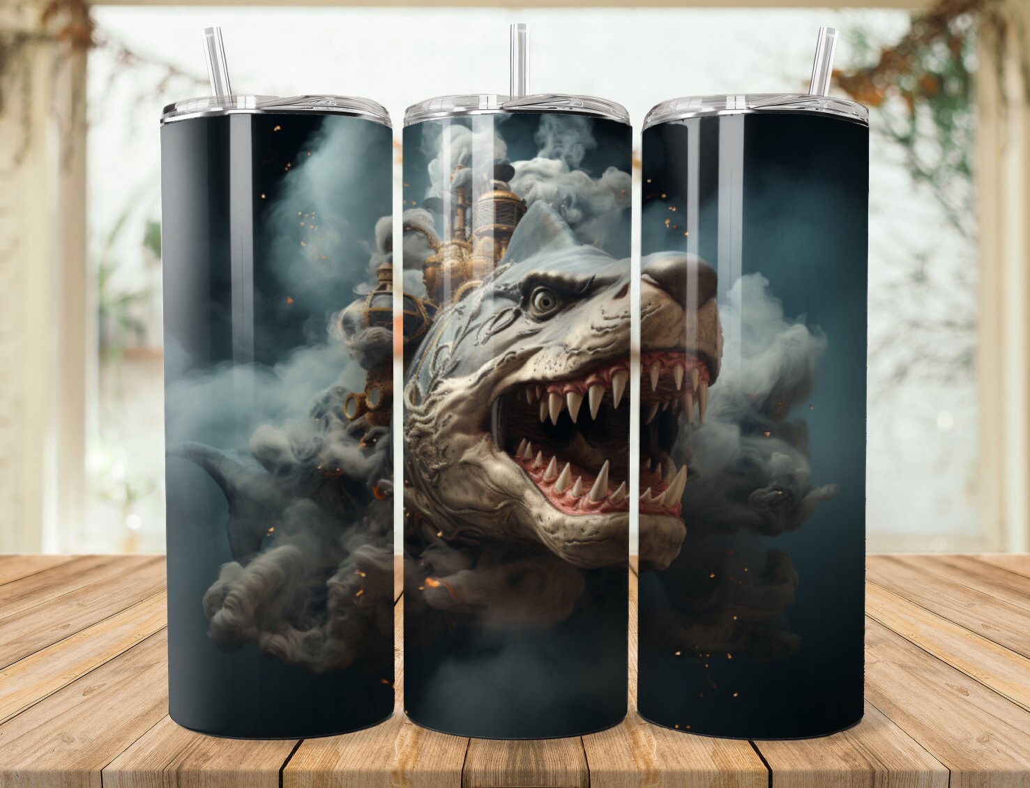 3D Smoke Shark Head Tumbler Wrap Bundle 24 Pack 20 Oz Skinny Tumbler ...