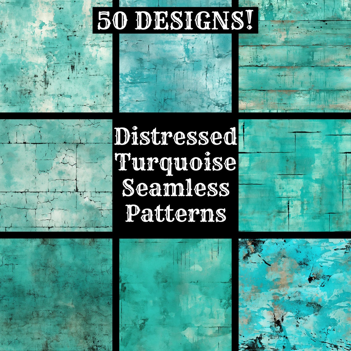 Distressed Turquoise Textures: Seamless Scrapbook Paper (digital ...