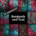 Burgundy and Teal Digital Paper: Vintage Journal Inserts (PNG, 8.5x11 ...