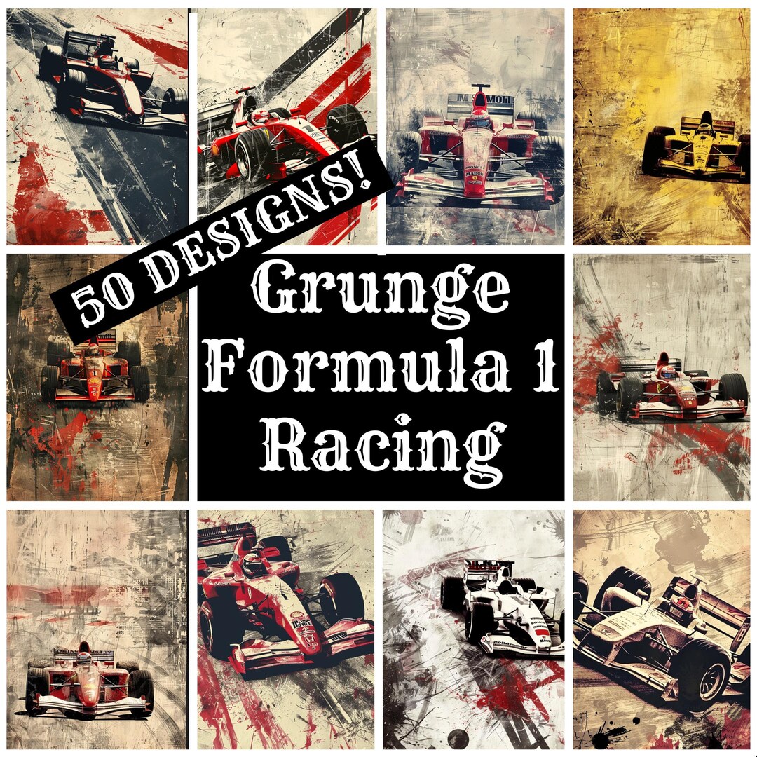 Grunge Formula 1 Racing Digital Paper: Vintage Journal Inserts (PNG) - Etsy