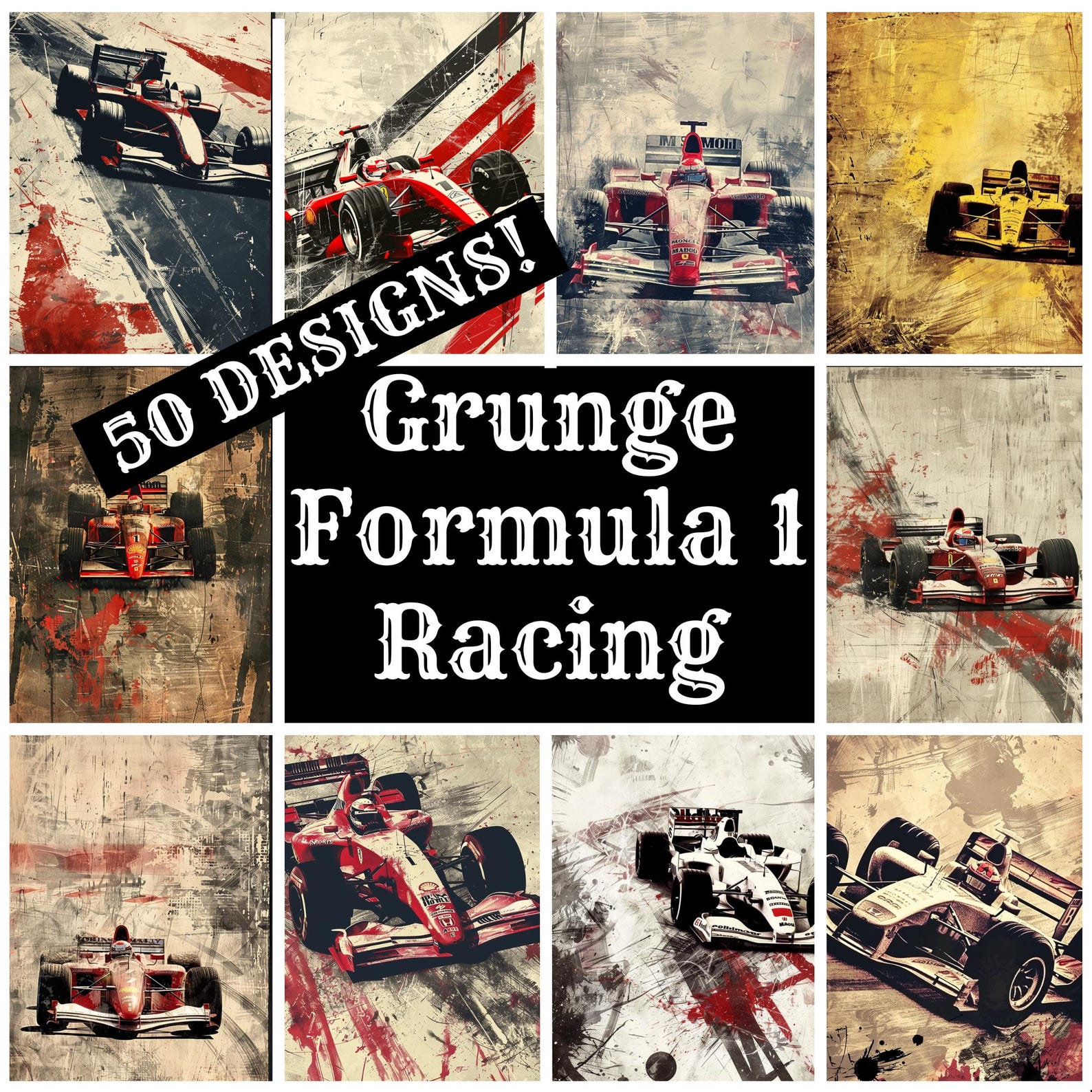 Grunge Formula 1 Racing Digital Paper: Vintage Journal Inserts (PNG) - Etsy