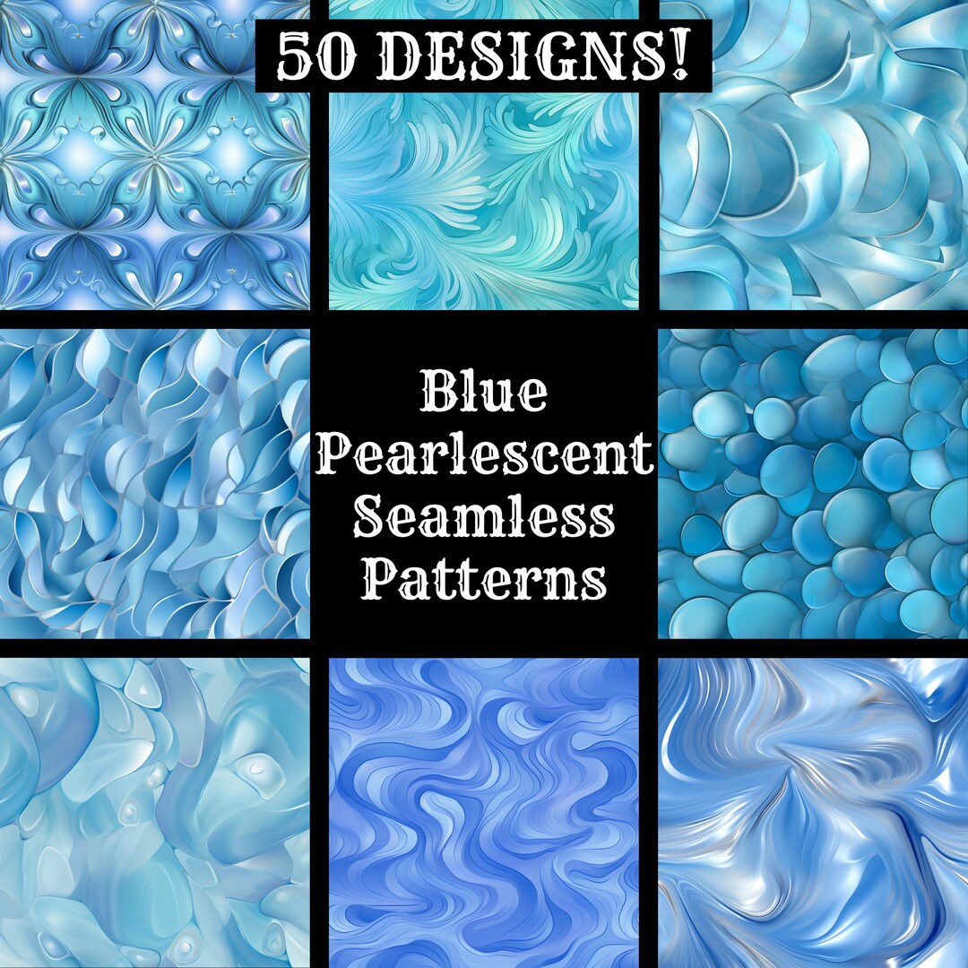 Blue Pearlescent Seamless Digital Paper, Printable Scrapbook Paper ...