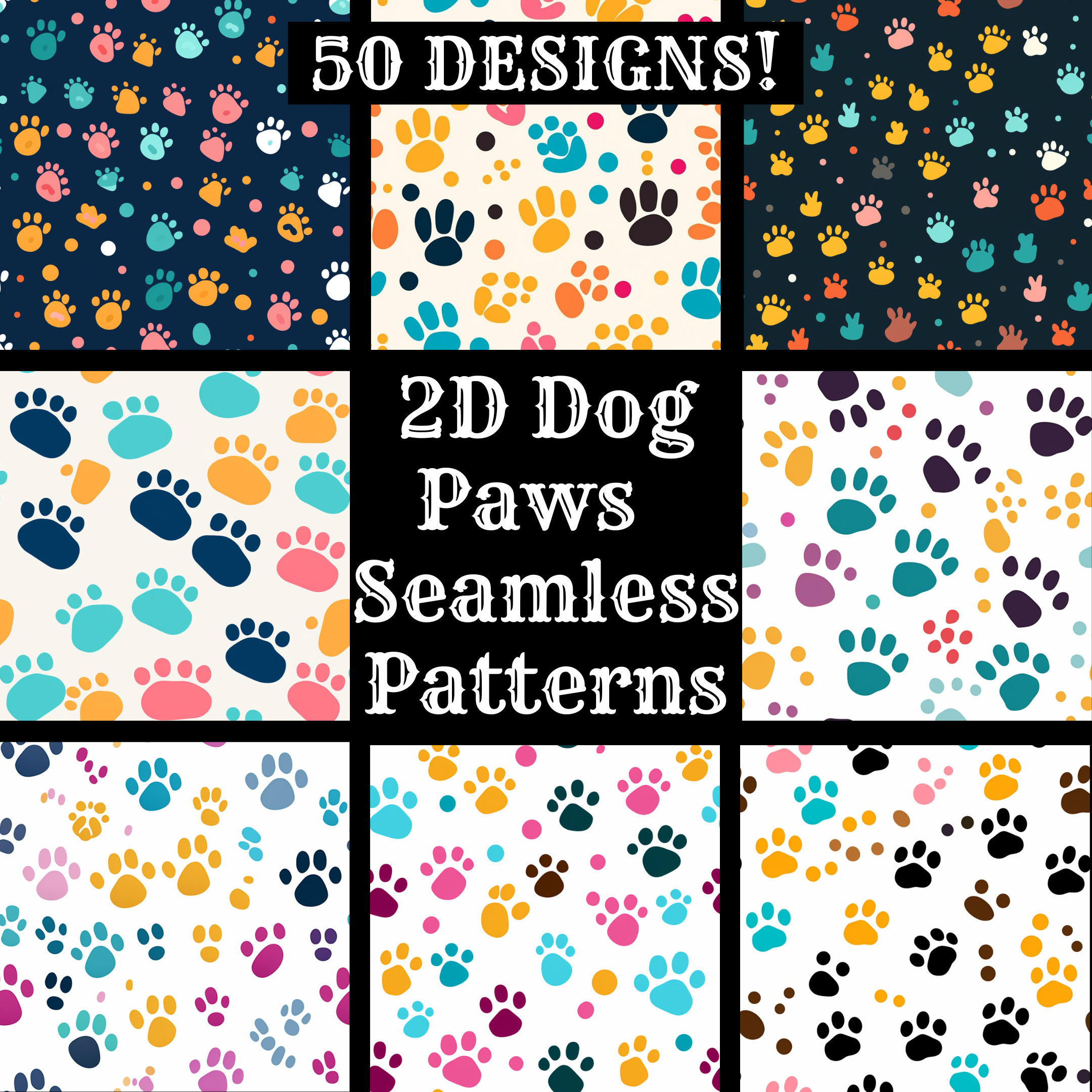 Dog Paws Seamless Pattern: 2D Digital Paper (digital Download) - Etsy