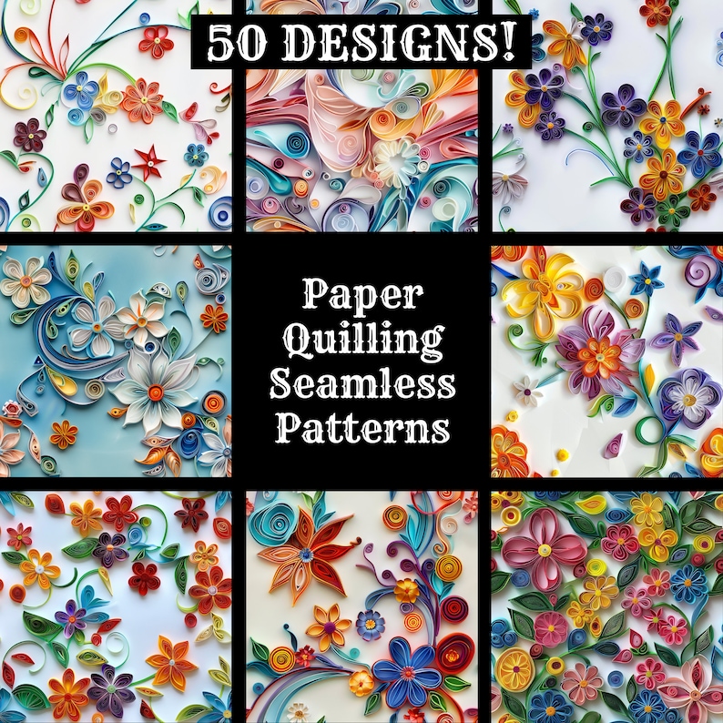 Paper Quilling Seamless Patterns: Scrapbook Paper (digital Download) - Etsy