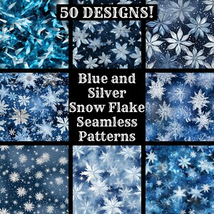 Blue and Silver Snow Flake Seamless Digital Paper Printable Scrapbook ...