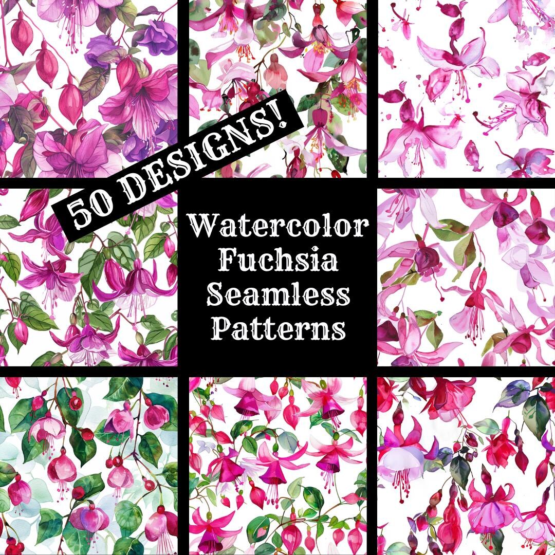 Watercolor Fuchsia Seamless Digital Paper, Printable Scrapbook Paper ...