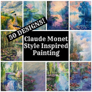Monet Style Painting Digital Paper: Journal Scrapbook Supplies (PNG, 8 ...