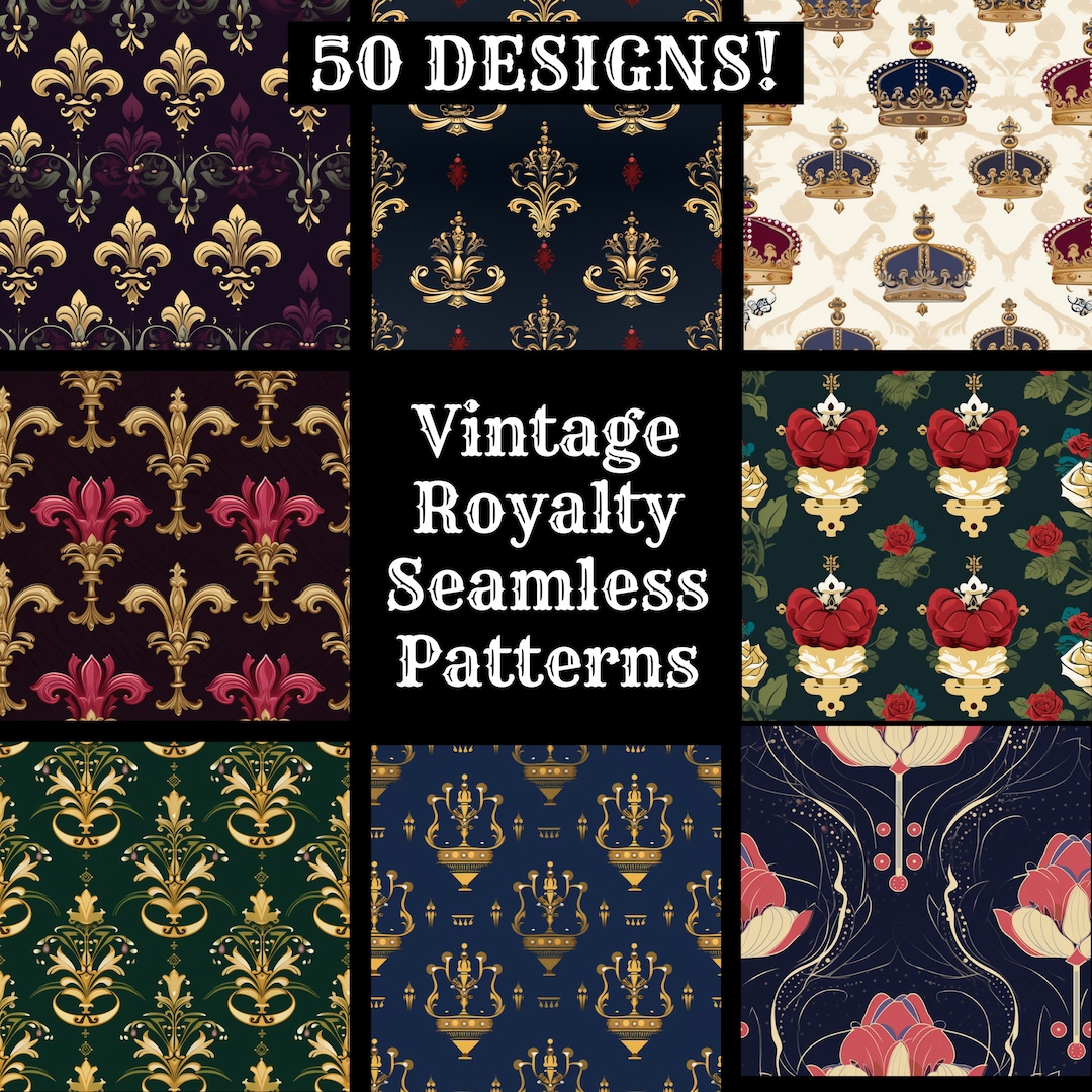 Vintage Royalty Seamless Digital Paper, Printable Scrapbook Paper ...