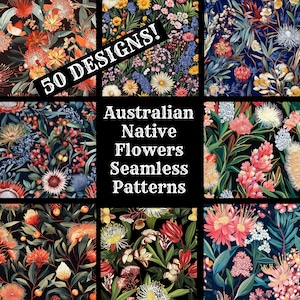 Australian Native Flowers Seamless Pattern: 50 PNG Digital Papers ...