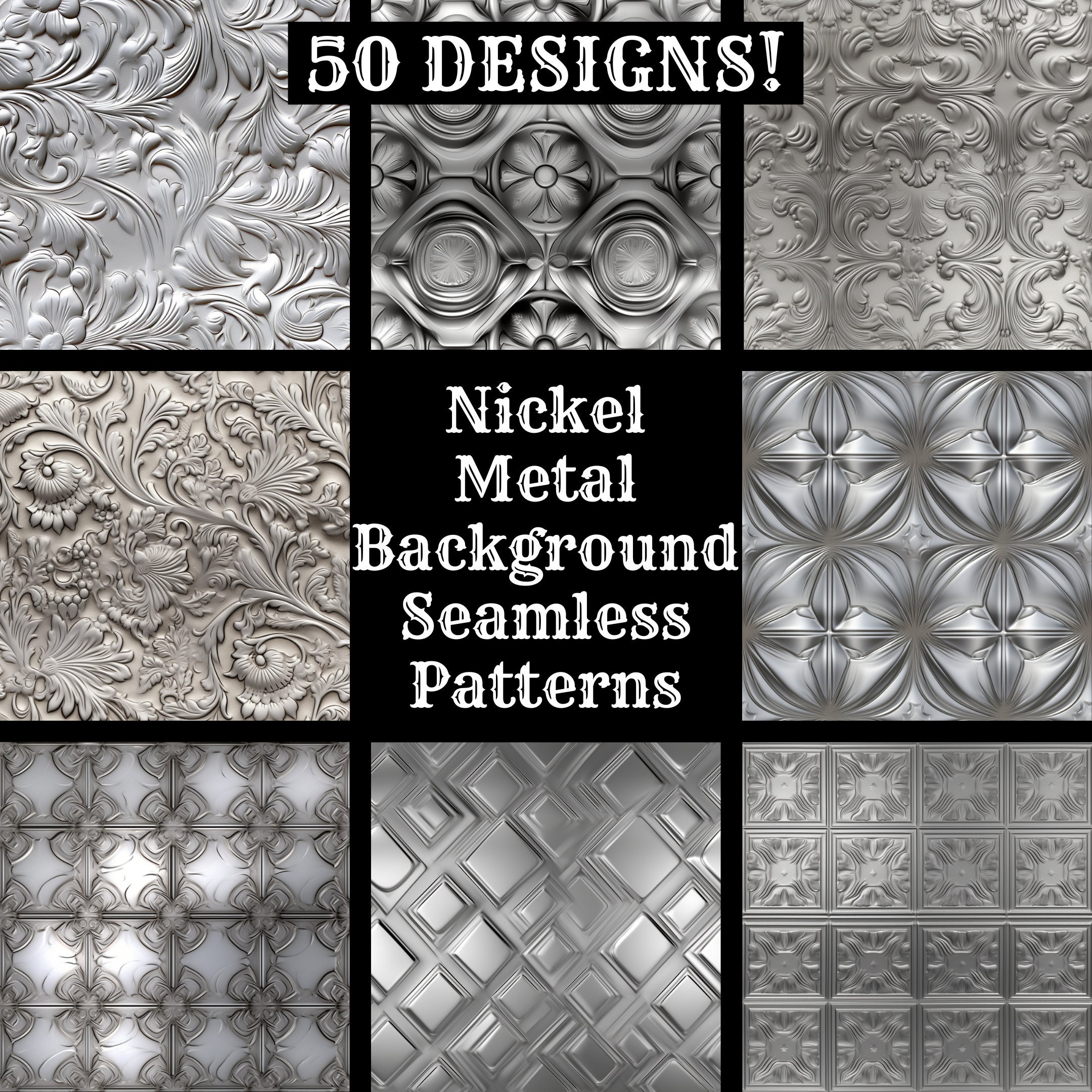 Nickel Metal Background Seamless Digital Paper, Printable Scrapbook ...