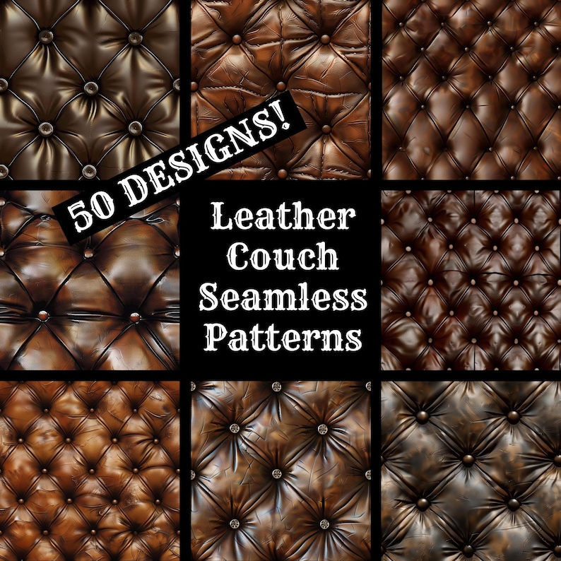 Leather Couch Seamless Pattern: Tufted Texture Digital Paper (PNG) - Etsy