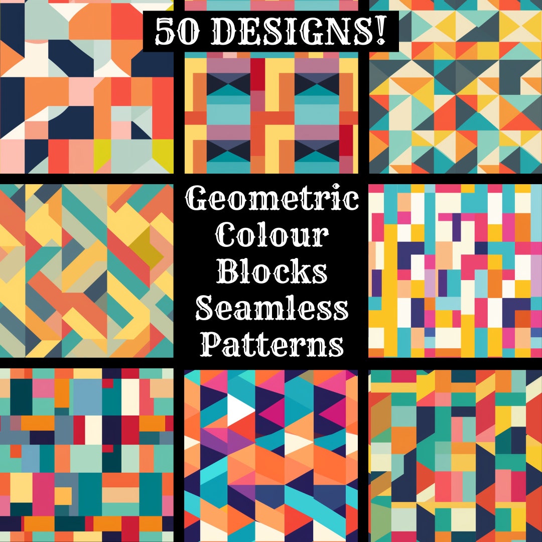 Geometric Colour Blocks Seamless Digital Paper, Printable Scrapbook ...