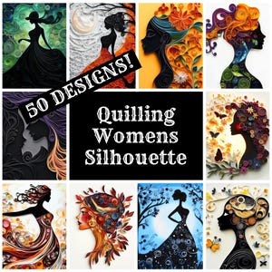 Quilling Women's Silhouette: Digital Journal Paper (PNG) - Etsy