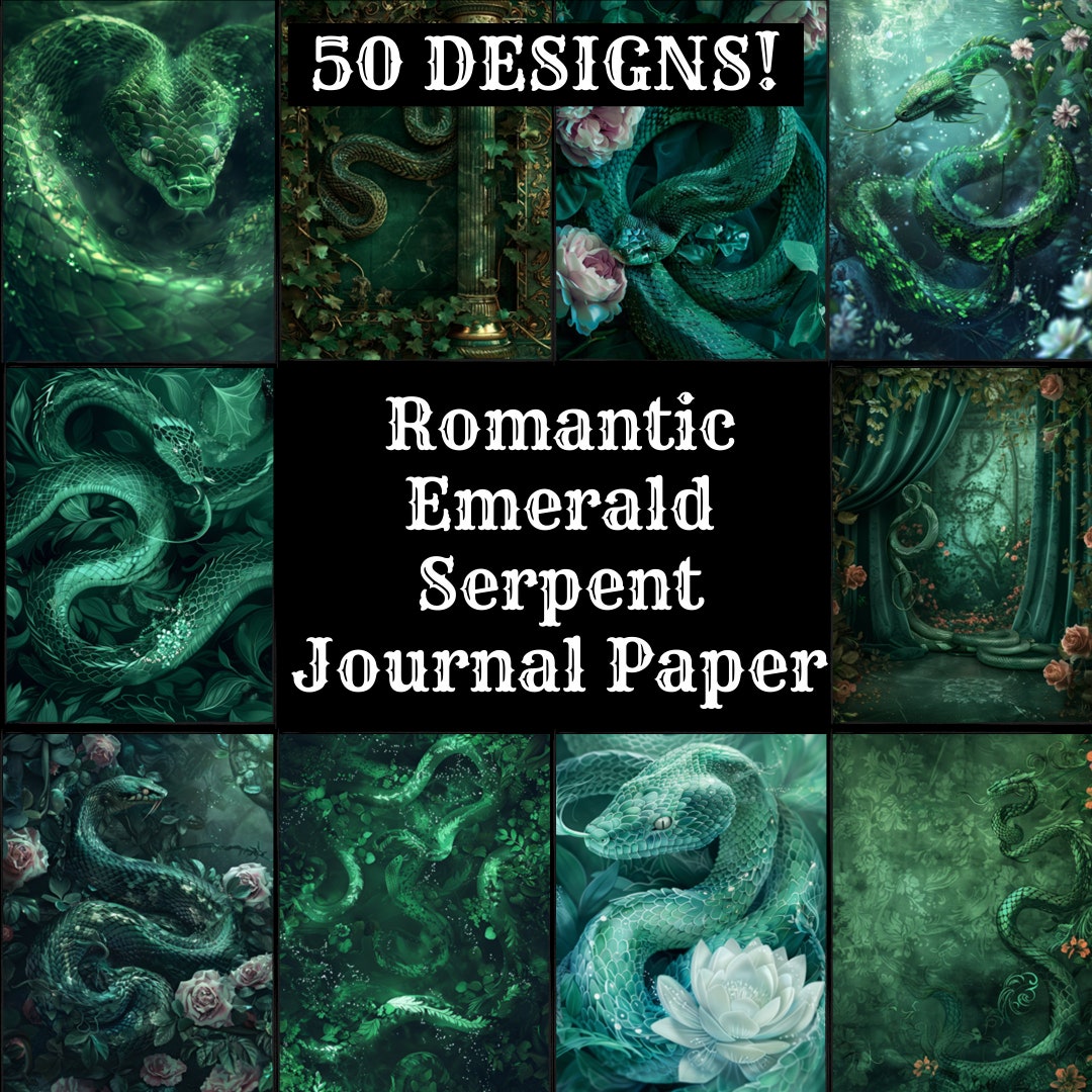 Emerald Serpent Journal Paper: Romantic Vintage Scrapbook (digital ...