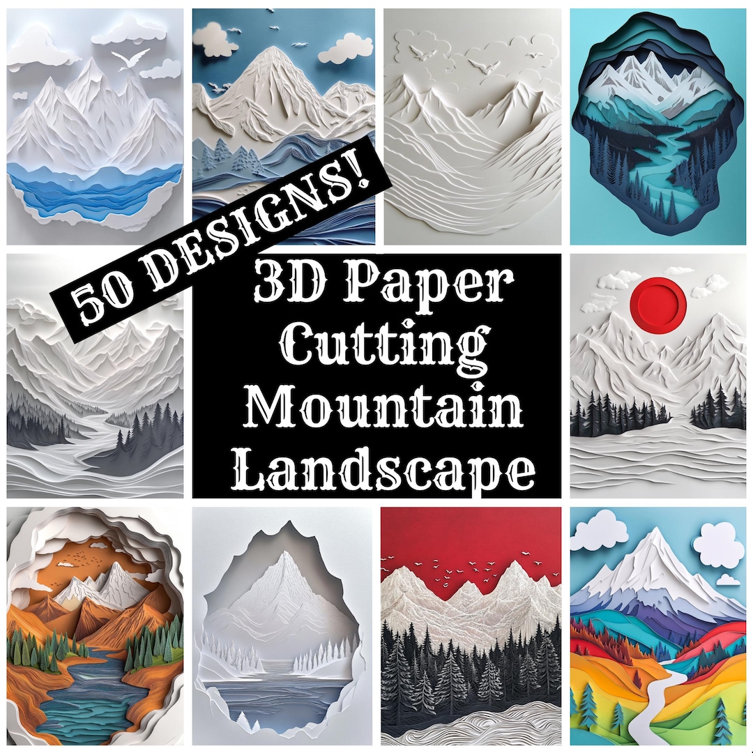 3D Paper Cutting Mountain Landscape Journal Paper, Paper Cutting ...
