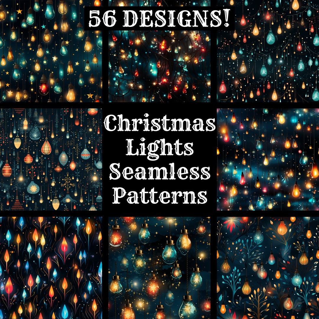 Christmas Lights Seamless Digital Paper, Printable Scrapbook Paper ...