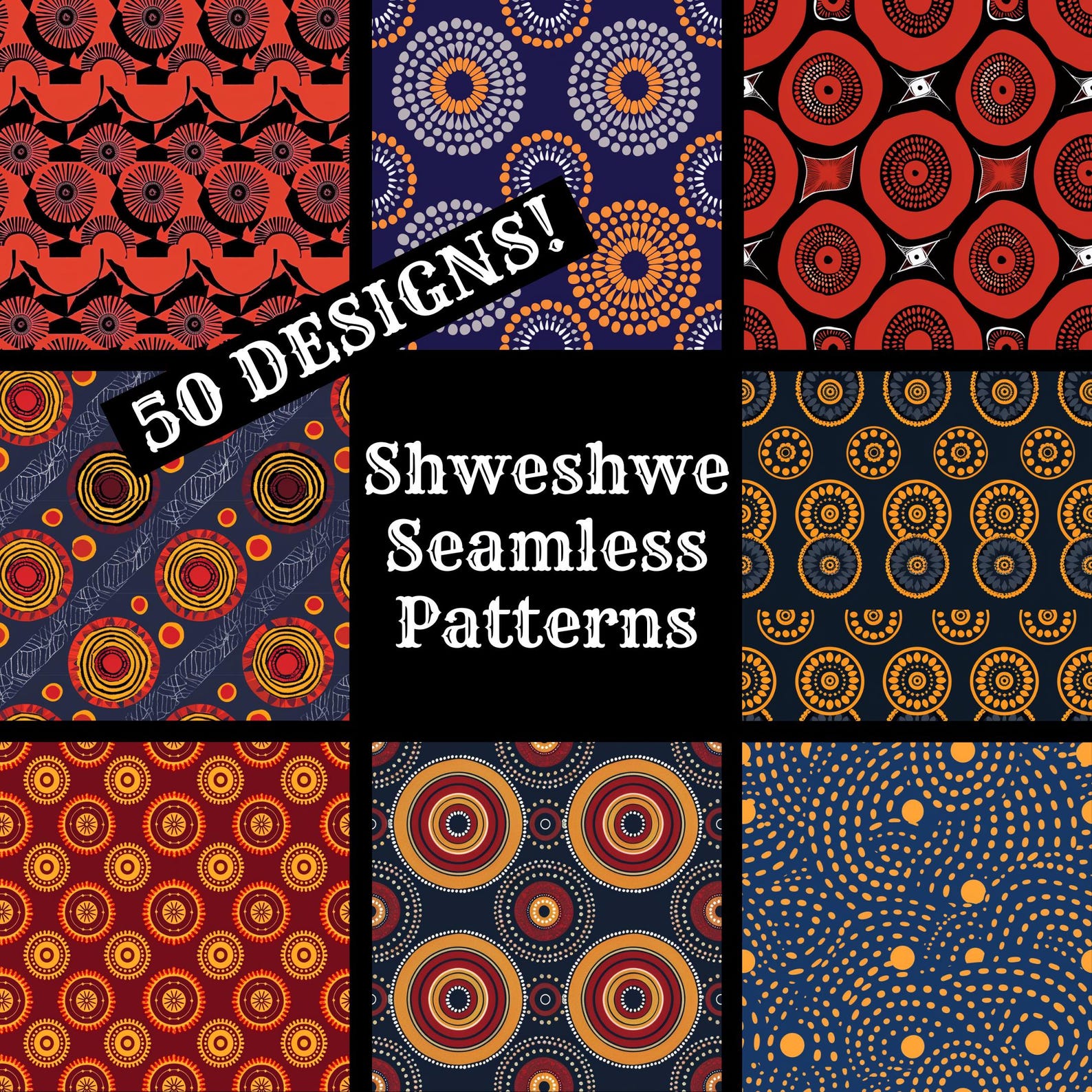 Shweshwe Seamless Pattern Digital Paper: 50 PNG Textures (digital ...