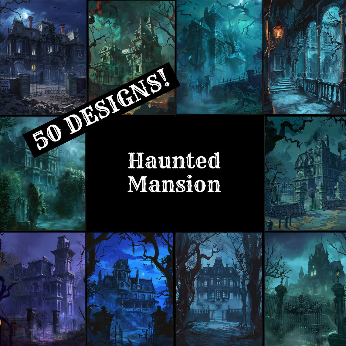 Haunted Mansion Digital Paper: Vintage Journal Inserts (PNG, 8.5x11 In ...