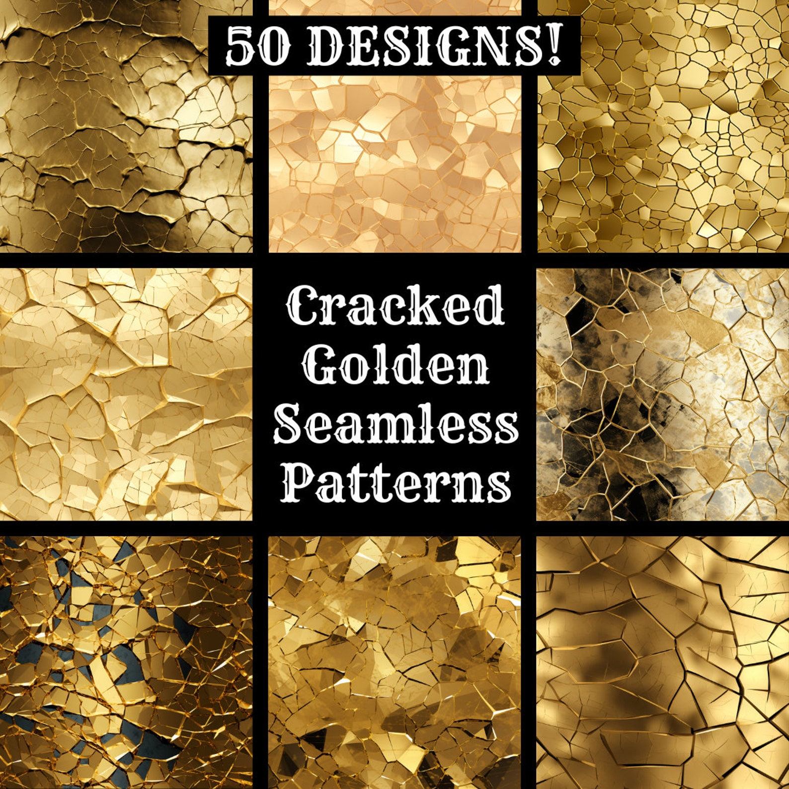 Cracked Golden Seamless Digital Paper, Printable Scrapbook Paper ...