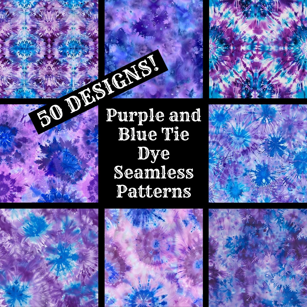 Purple and Blue Tie Dye Seamless Digital Paper, Printable Scrapbook ...