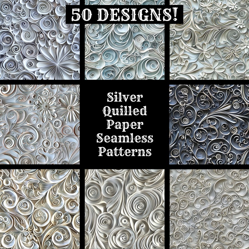 Silver Quilled Paper Seamless Digital Paper for Scrapbooking - Etsy