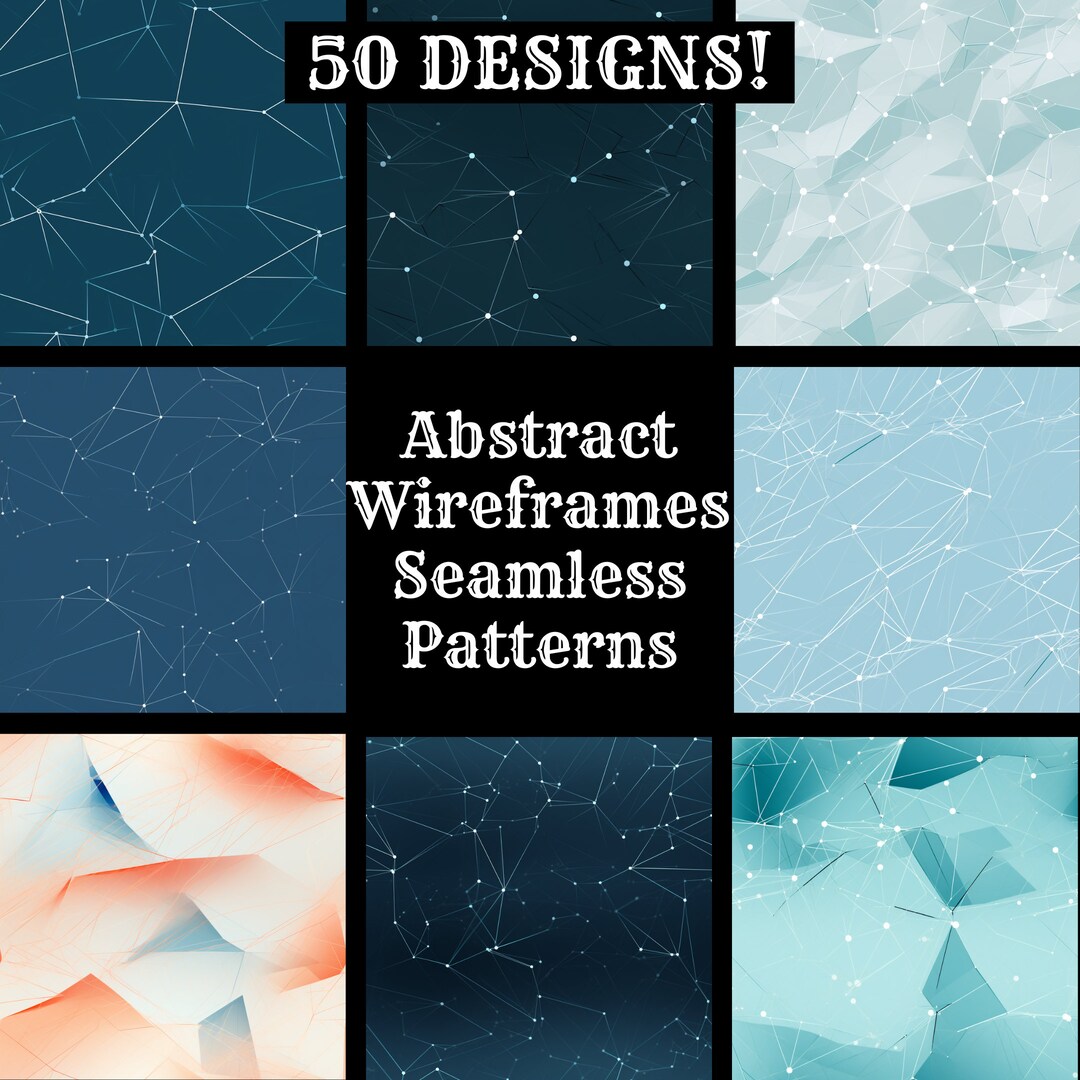 Abstract Wireframes Seamless Digital Paper, Printable Scrapbook Paper ...