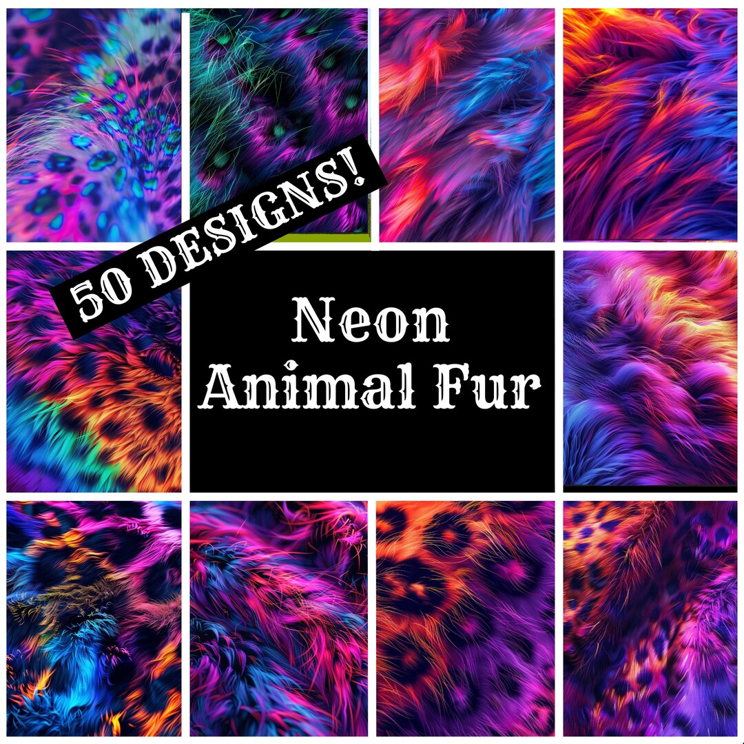Neon Animal Fur Digital Paper: 50 PNG Designs (8.5x11 In) - Etsy