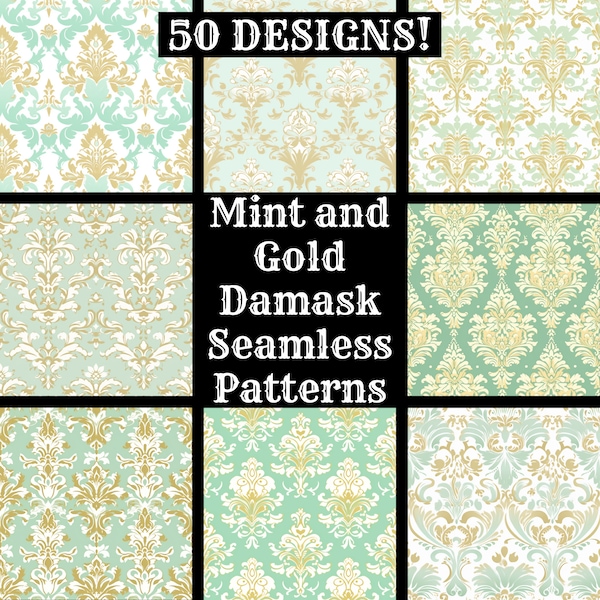 Mint Damask - Etsy
