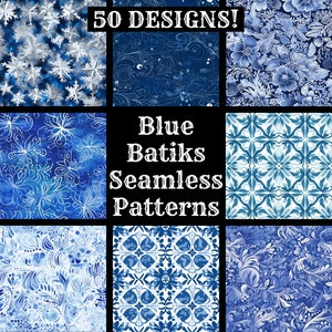 Blue Batiks Seamless Digital Paper, Printable Scrapbook Paper Seamless ...