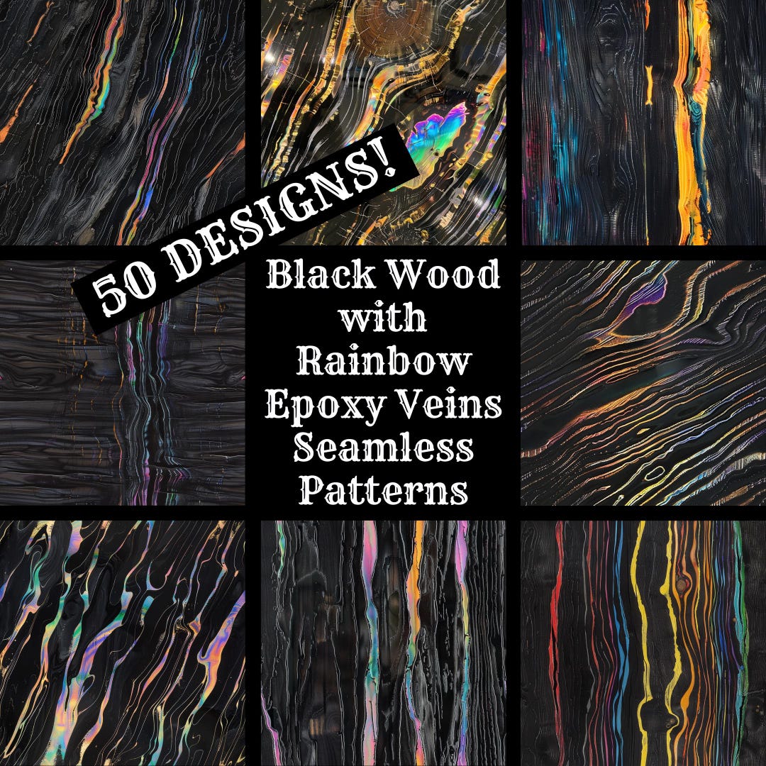 Rainbow Epoxy Black Wood Seamless Paper: 50 PNG Textures (digital ...