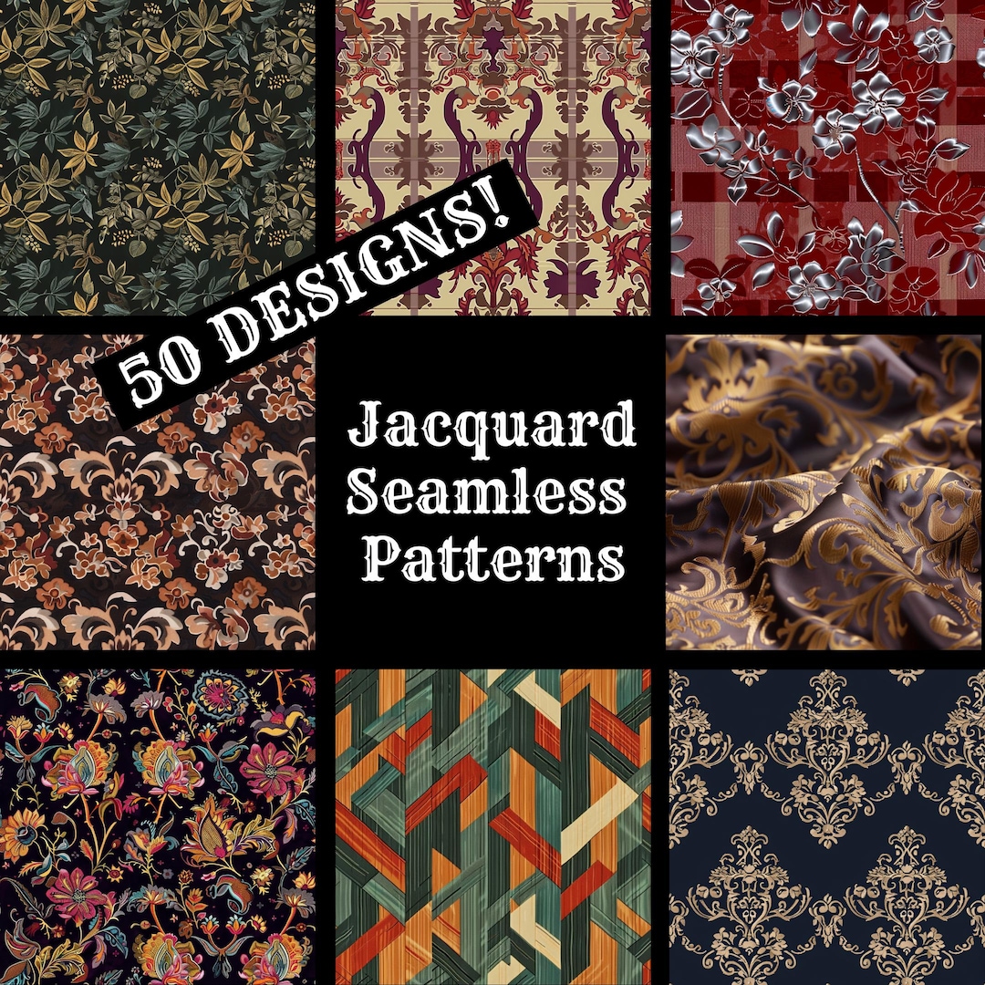 Jacquard Seamless Pattern Digital Paper: 50 PNG Designs (digital ...