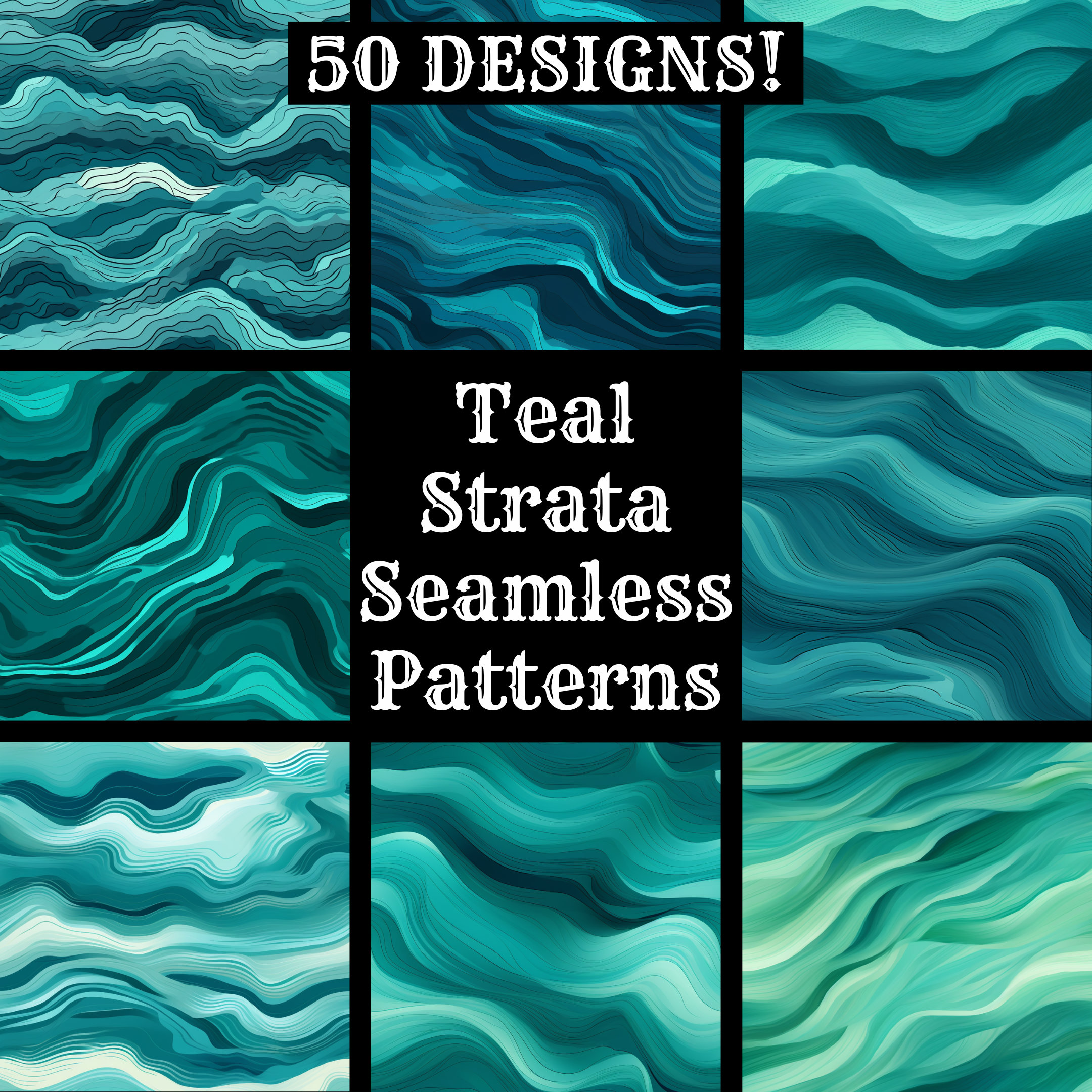 Teal Strata Seamless Digital Paper, Printable Scrapbook Paper Seamless ...