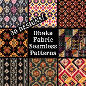 Dhaka Fabric Seamless Patterns: Printable Scrapbook Paper (digital ...