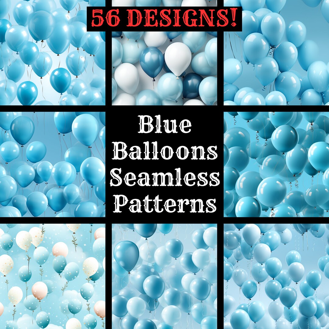 Blue Balloons Seamless Digital Paper, Printable Scrapbook Paper ...