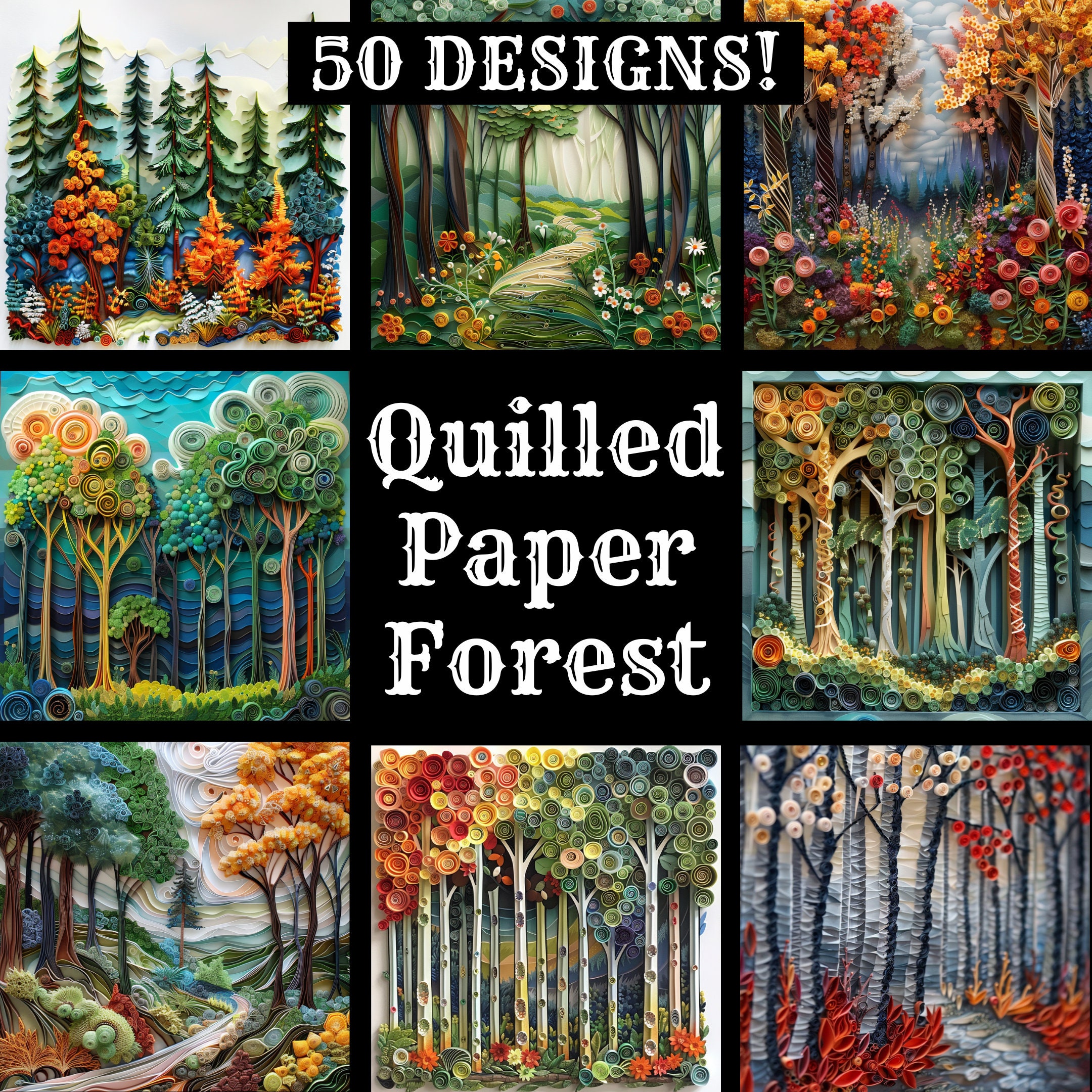 Quilled Paper Forest: High-resolution Digital Paper (PNG) - Etsy